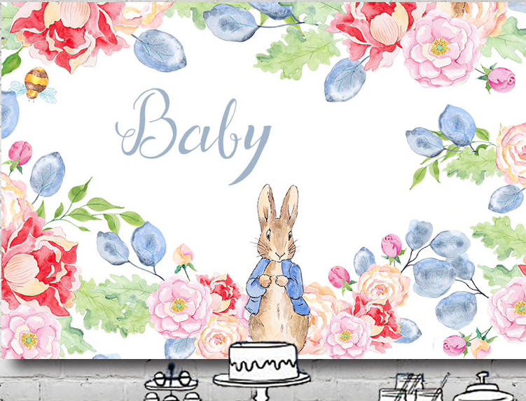 PETER RABBIT FLOWERS BUNNY BAPTISM PERSONALISED BIRTHDAY PARTY BANNER ...