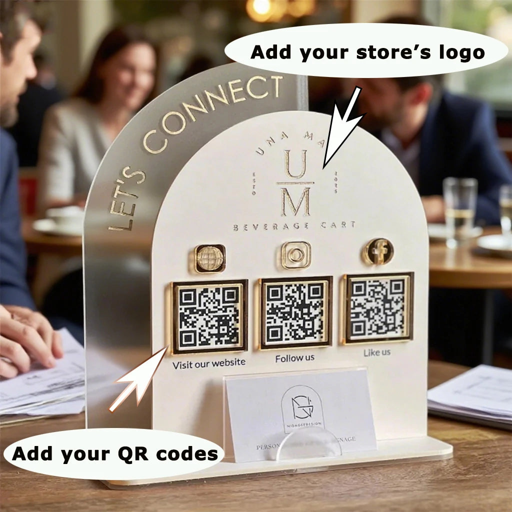 CUSTOM ACRYLIC QR CODE PAYMENT SIGN WITH LOGO SOCIAL MEDIA BUSINESS RE ...