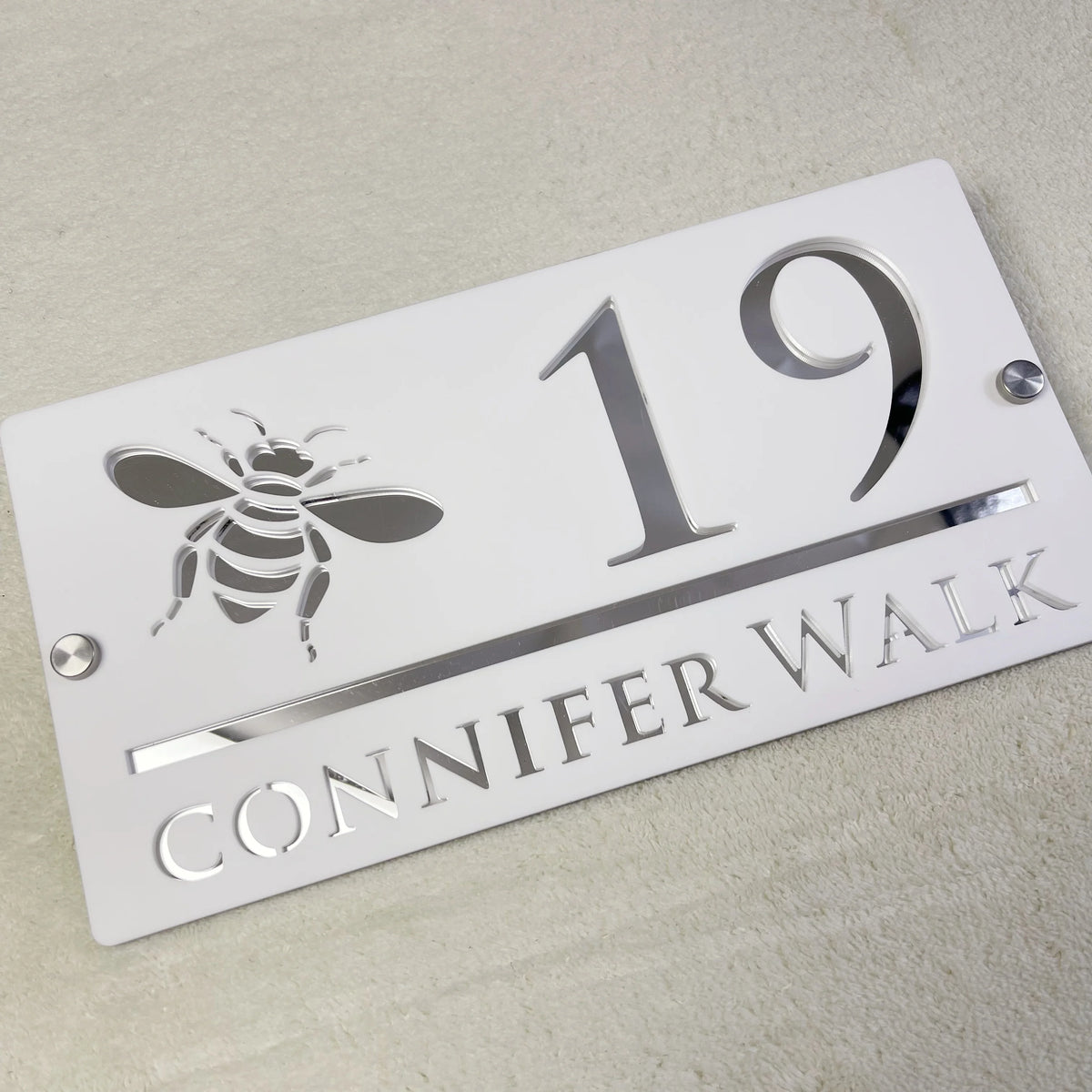 CUSTOM HOUSE SIGN NUMBER STREET SIGN BEE ACRYLIC ADDRESS DOOR WALL PLA ...
